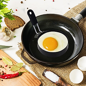 LXLOVESM 3 packs 3.5'' Egg Rings Set with Silicone Handle, Stainless Steel Egg Cooking Rings，Nonstick，For Frying Eggs and Egg Mcmuffins, Egg Mold For Breakfast