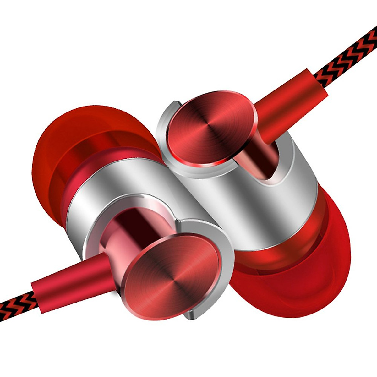 shlutesoy Fashion 3.5mm Braided Wire Stereo Super Bass Earphone in-Ear Headset with Mic Red