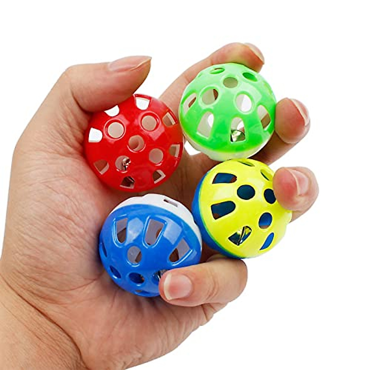 Bekith 120 Pack Plastic Cat Toy Ball with Bell, Kitten Chase Toy Interactive Cat Toys 6 Assorted Color