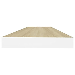 SKM Floating Wall Shelf Oak and White 31.5"x9.3"x1.5" MDF