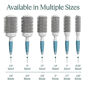 Round Brush for Blow Drying - Medium Ceramic Ionic Thermal Barrel Brush for Sleek Precise Heat Styling Blowout Volume - Lightweight Round Hair Brush for Smooth Hair (2.4in, 1.7in Barrel)(Non-electric)