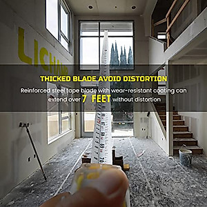 Lichamp 25FT/7.5M SAE and Metric Tape Measure 6 Pack, Retractable and Easy Read Measuring Tape Bulk Set, Min 1/8 inch Fraction and 1mm Scale, Crystal Case E6TP