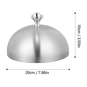 Cabilock Stainless Steel Restaurant Cloche Serving Dish Food Cover Dome Plate Covers for Steak Cake Appetizer Plate to Keep Food Warm (7.86x3.93 inch)