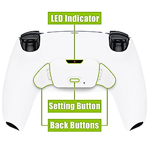 eXtremeRate White Back Paddles Programable Rise 2.0 Remap Kit for PS5 Controller, Upgrade Board & Redesigned Back Shell & Back Buttons Attachment for PS5 Controller - Controller NOT Included