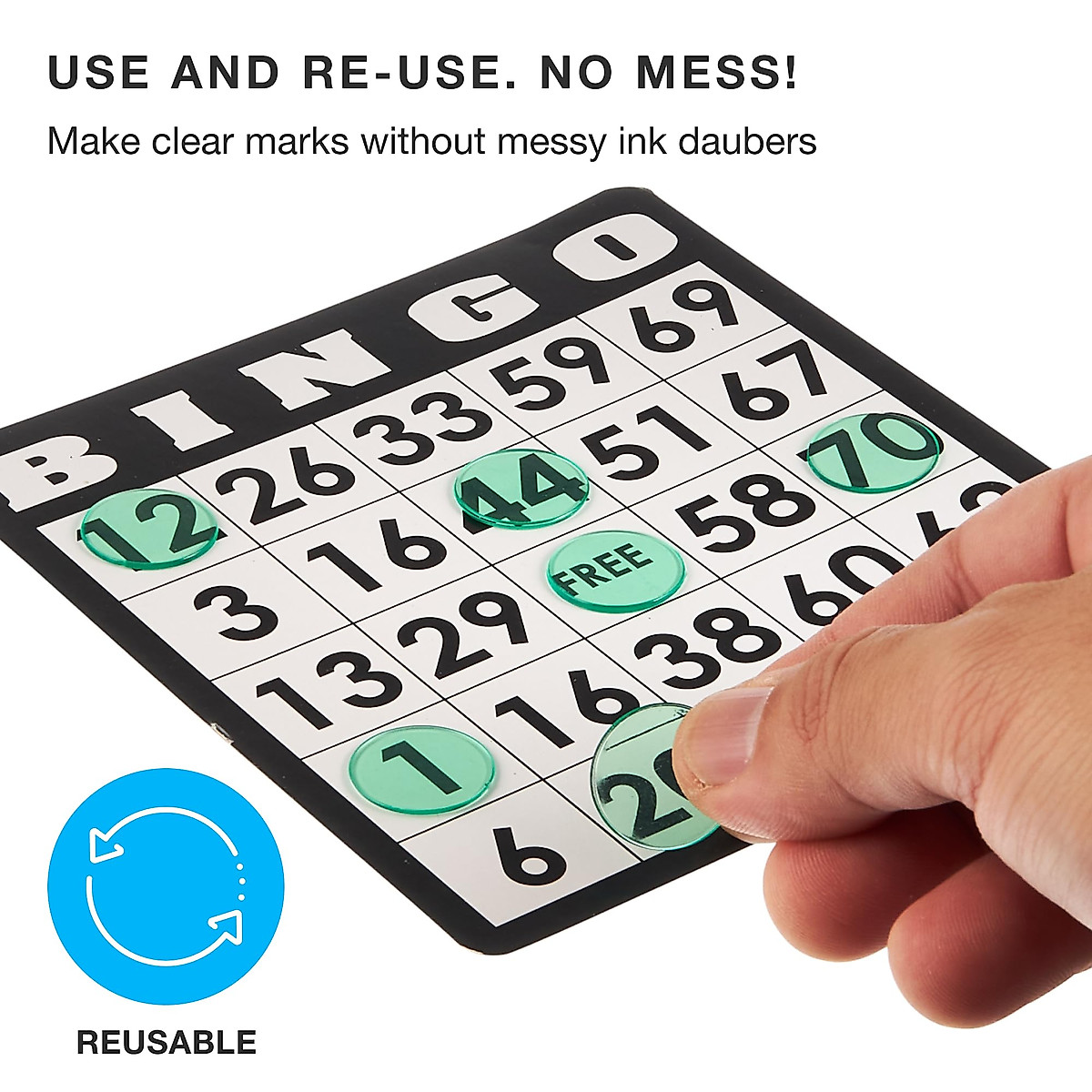 Brybelly Royal Bingo Supplies Bingo Chips for Bingo Games - 1000 Count, Mixed - 3/4" Translucent Bingo Markers - Clear Plastic Bingo Chips Bulk Transparent Counters