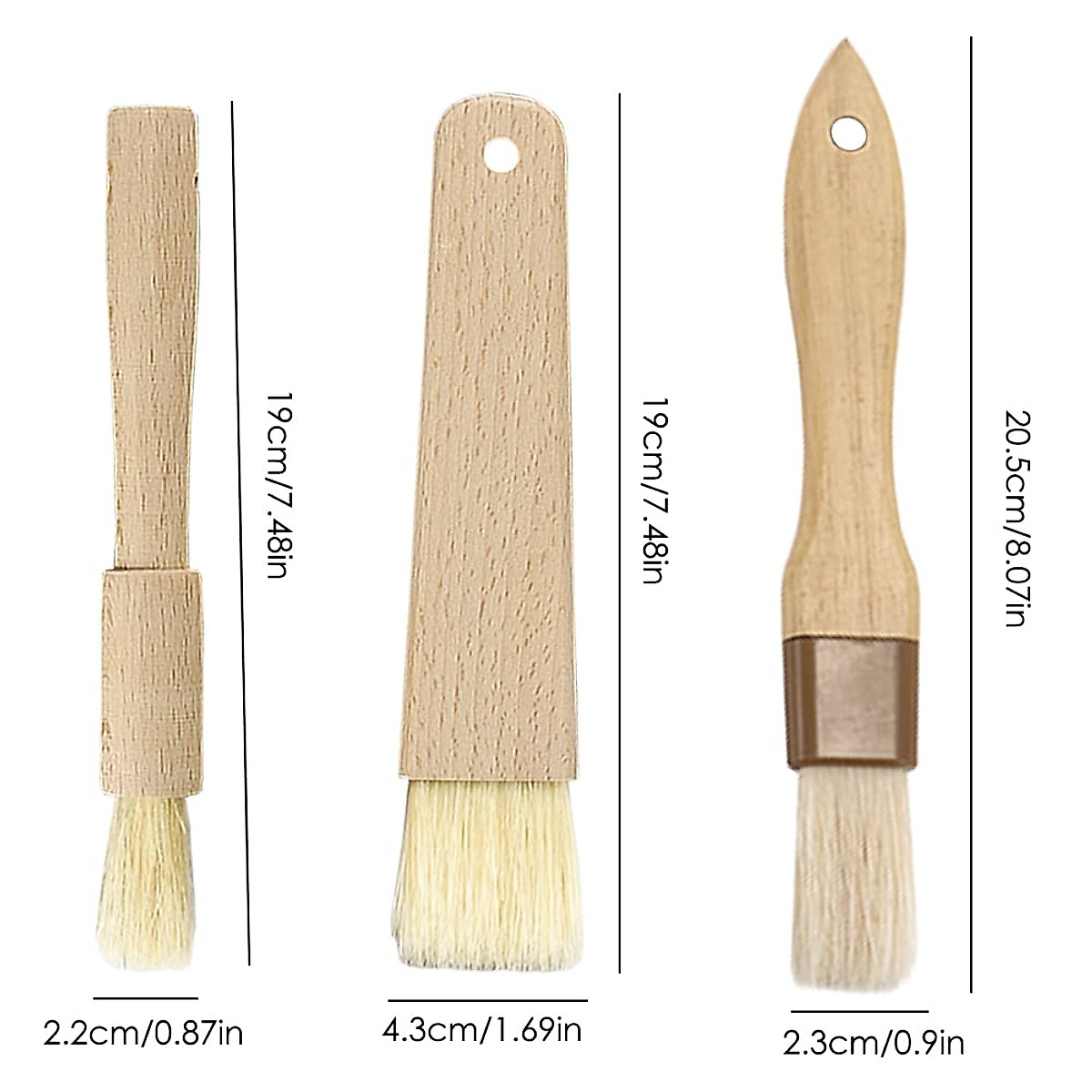 4 Pcs Pastry Brushes,DanziX Round and Flat Oil Brush with Boar Bristles Used for Cooking Baking BBQ Sauce Basting