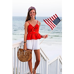 4 th of July Headband for Women Girls Fourth of July Knotted Headband Red White and Blue Sequin Beaded Patriotic Hairband American Flag USA Independence Day Head Band Hair Accessories Gifts