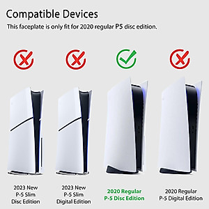 Faceplate for PS5 with Cooling Vents DOBEWINGDELOU Glossy Face Plate for PS5 Disc Edition Console Cover Replacement Side Plate Shell Dustproof Accessories ABS Case Electroplating Black