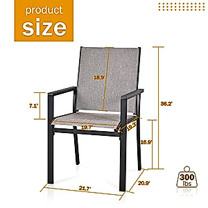 MEOOEM Patio Dining Set 5 Pieces Outdoor Metal Furniture Set, 4 x Textilene Chairs with 37 INCH Rectangular Umbrella Table for Outdoor Garden Backyard