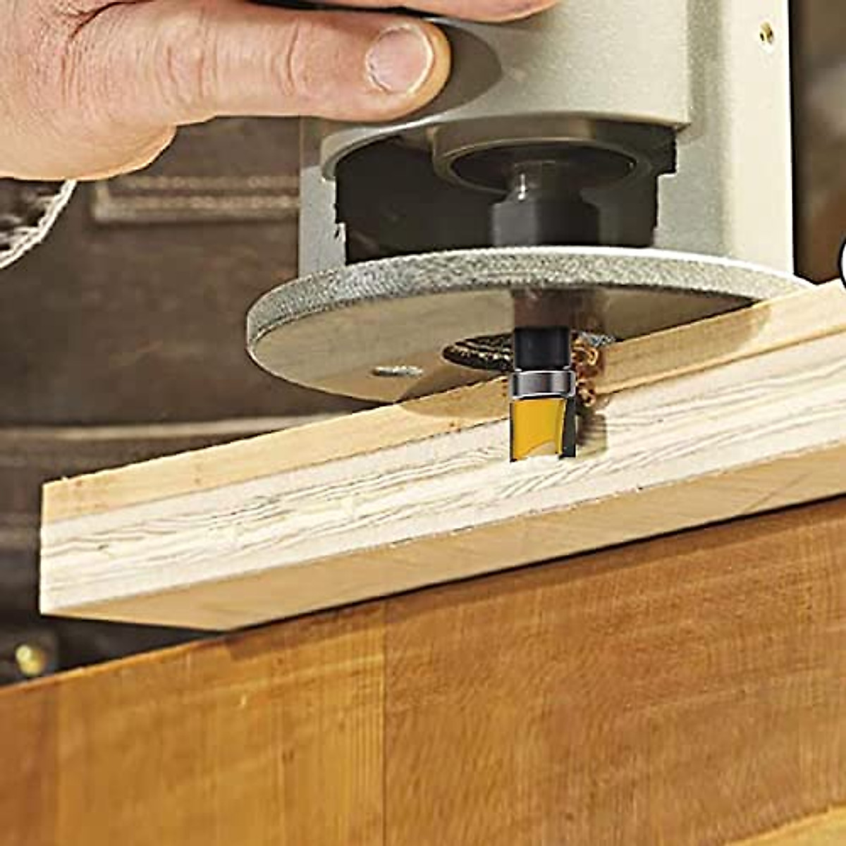 TOOLDO Pattern Flush Trim Bit 4 Pcs Router Bits，Top Bearing Flush Trim Bits Set，1/4 Inch Shank ,Cutting Length 1/2", 3/4", 1", 1-1/2"