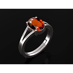 LMDPRAJAPATIS 7.25 carat Natural Gomed Lab Tested Astrological hessonite Gemstone adjustable Ring For