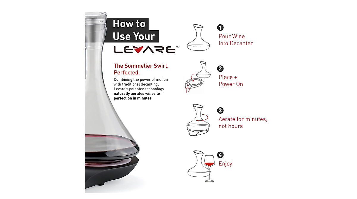 LEVARE Electric Wine Aerator & Decanter Set - Perfectly Age Wine in Minutes