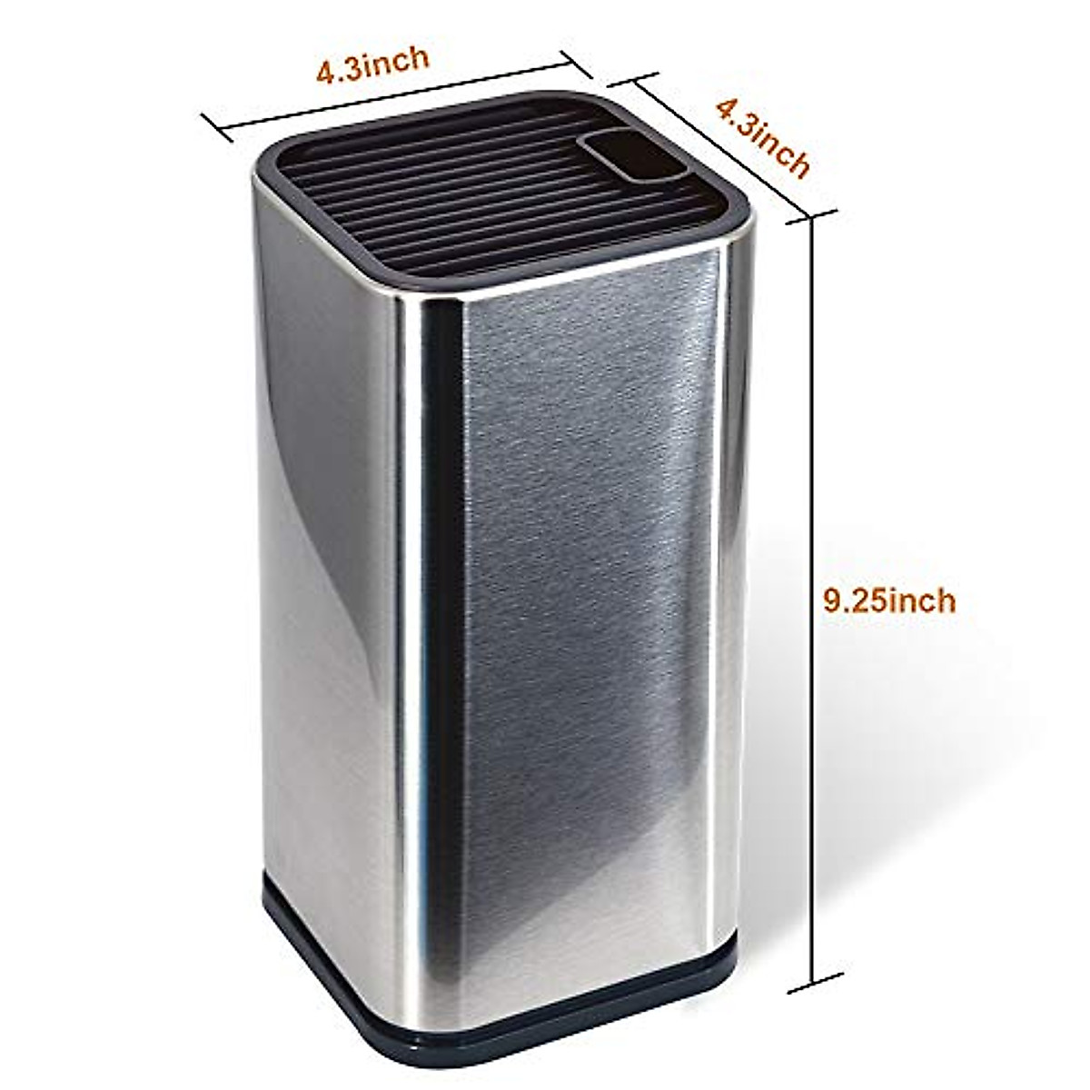 Stainless Steel Universal Knife Block Holder with Slots for Scissors or Sharpening Rod, Space Saver Knife Storage, Detachable for Easy Cleaning, Square Knife Holder For Safe