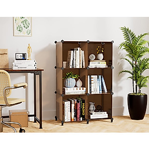 6-Cube Storage Organizer, Closet Organizer Storage Shelf Bookcase Bookshelf with Metal Hammer, Storage Cubes Organizer Cabinet for Kids, Closet, Bedroom, Bathroom, (11.8x11.8x11.8 inch)