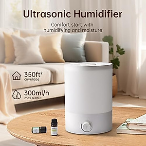 YOGIN Humidifiers for Bedroom Large room,Top fill 2.5L Ultrasonic cool mist Humidifiers for Baby Nursery and Plants,Up to 24 Hours, 24db Quiet,Night Light, Auto Shut Off, Easy Clean Humidifier