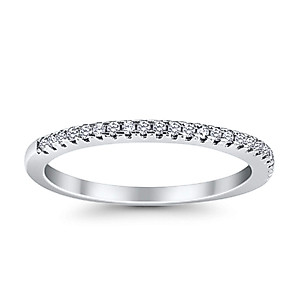 Blue Apple Co. Simulated Cubic Zirconia Size-7 Full Eternity Wedding Band Ring Round CZ 925 Sterling Silver