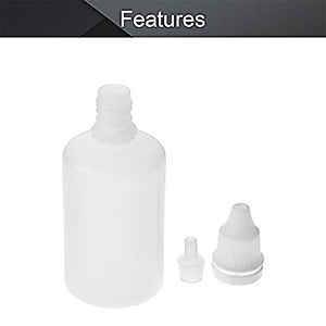Othmro 1.7oz PE Lab Eye Plastic Dropper Bottles 5pcs, 50ml Squeezable Eye Liquid Dropper Thin Mouth Via of Liquid Sample Seal Storage Bottle with Childproof White Cap