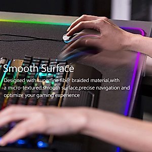 Gaming Mouse Pad-RGB Mouse Pads, Large Extended Mousepad with 7 Lighting Modes 6 Brightness Levels, Non-Slip Rubber Base Mouse Pad 31.5x11.8 Black