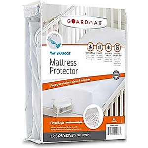 Guardmax Waterproof Crib Mattress Cover Fitted - Smooth and Quiet Toddler Mattress Protector - Machine Washable Crib Cover (28x52x6)