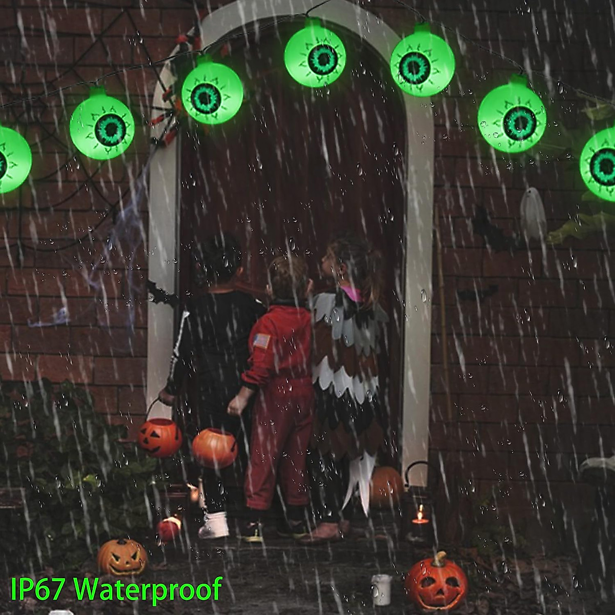 Halloween Decorations Solar Eyeball String Lights Outdoor, Solar Halloween Lights with 30 LED Scary Green Eyeballs, Waterproof Solar Halloween String Lights for Garden Tree Patio Yard Party Decor