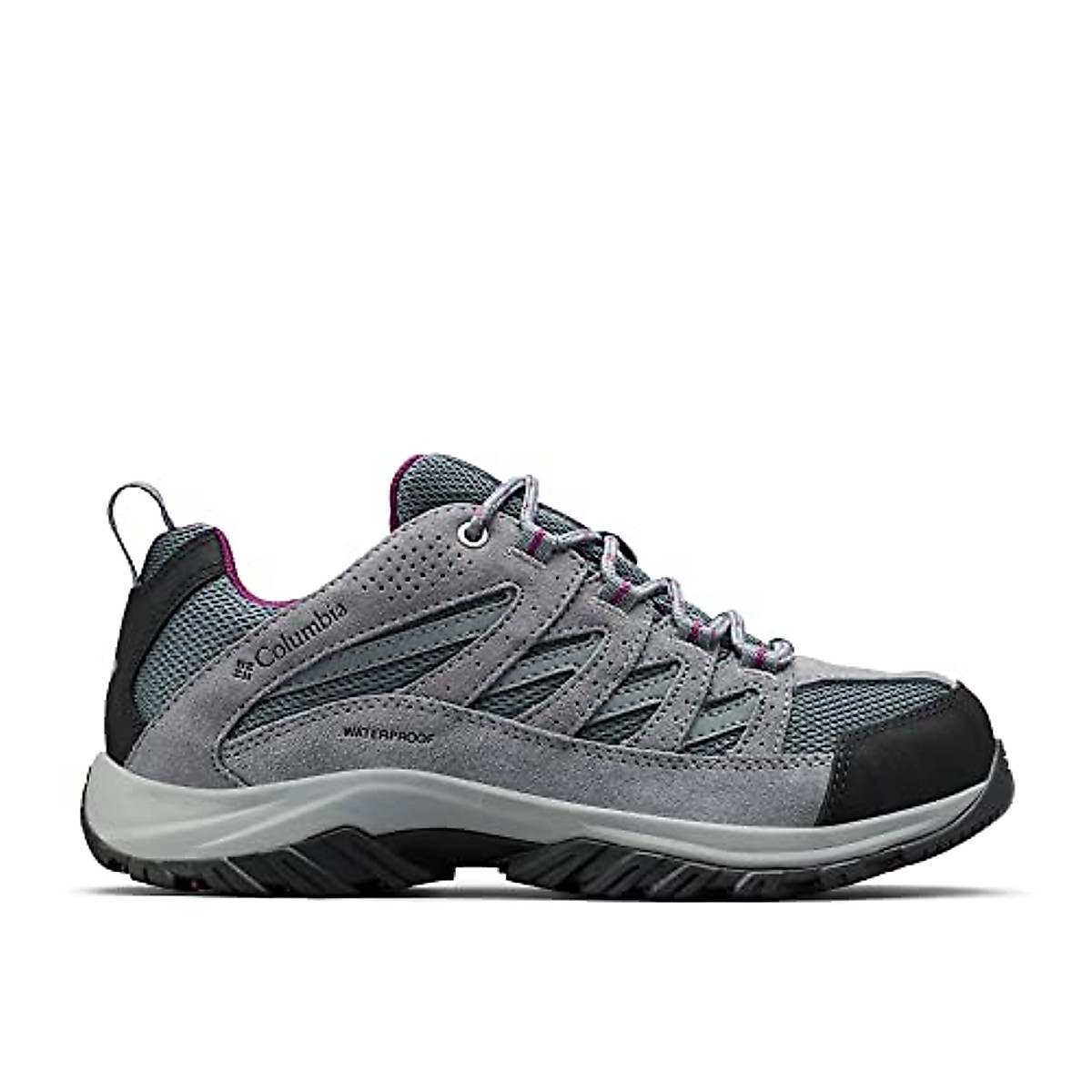 Columbia Womens Crestwood Mid Waterproof Hiking Shoe, Graphite, Wild Iris, 7.5 US