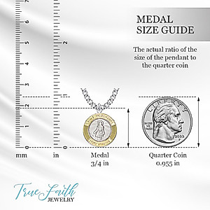 TrueFaithJewelry Sterling Silver St Peregrine Necklace Patron Saint Medal Pendant with 14K Gold Border Religious Jewelry, 5/8 Inch