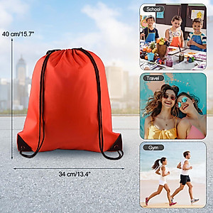 KUUQA 20 Pcs Drawstring Backpack Bags String Backpack Bulk Sport Gym Sack Bags for School Traveling and Storage (Red)