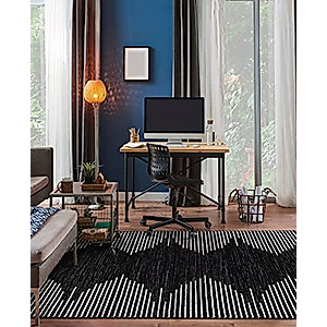 Rugshop Bohemian Stripe Stain Resistant High Traffic Living Room Kitchen Bedroom Dining Home Office Area Rug 5'x7' Black