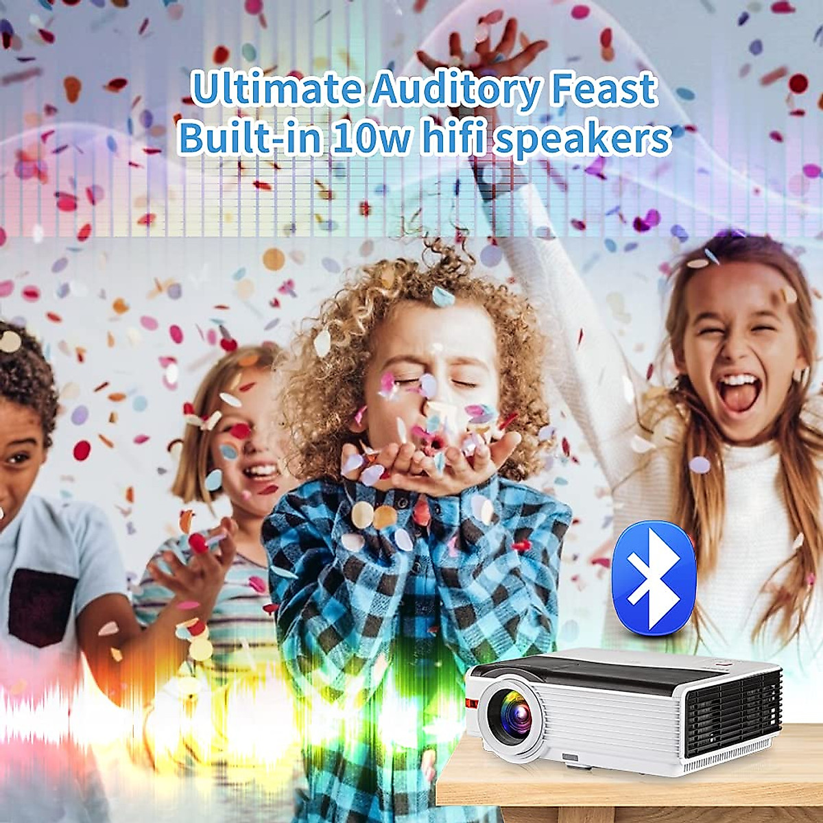 [Big Sale $200]9000LM Smart 1080P Outdoor Movie Projector, Full HD WiFi Bluetooth Projector with HiFi Speaker/Android OS, 200" Home Theater Projector Wireless Mirroring/HDMI/USB for Phone/TV Stick/DVD