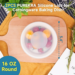 Purekra Silicone Lids for CorningWare 16-Ounce Round Dish, 2 Pack Reusable Covers for CorningWare Baking Dish (Dishes not Included) Dishwasher & Microwave & Freezer Safe