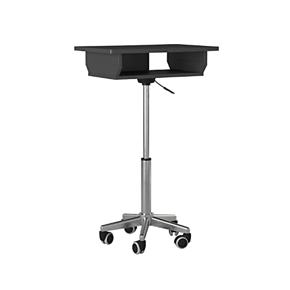 Techni Mobili RTA-B006-GPH06 Folding Cart with Storage, Laptop Stand with Height Adjustable, Non Marking Caster Wheels, Graphite