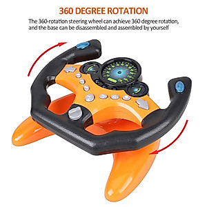 Coherny Steering Wheel Toy Driving Controller Portable Driving Copilot Toy Educational Sounding Toy Gift Driving Wheel with Music for Kids (Orange)