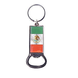 Mexican Flag Beer Bottle Opener Keychain
