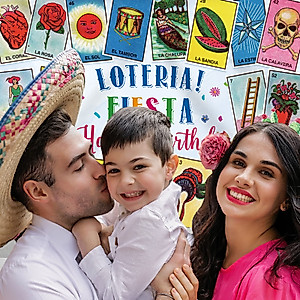 Rsuuinu Loteria Card Backdrop Mexican Fiesta Party Birthday Theme Mexico Loteria Cards Photography Background Fiesta Birthday Party Decorations Banner Newborn Adult Portrait Photo Booth Props 7x5ft