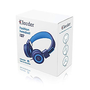 ELECDER i37 Kids Headphones Children Girls Boys Teens Foldable Adjustable On Ear Headphones 3.5mm Jack Compatible Cellphones Computer MP3/4 Kindle School Tablet Blue/Light Blue