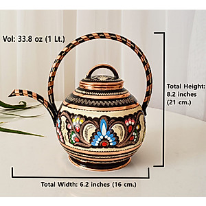 Gneric Copper Flower Watering Can,Pure Copper Pitcher,Handmade Copper Watering Pot,Mini Plant Watering Pot,Copper Watering Can for Flower (Patterned)