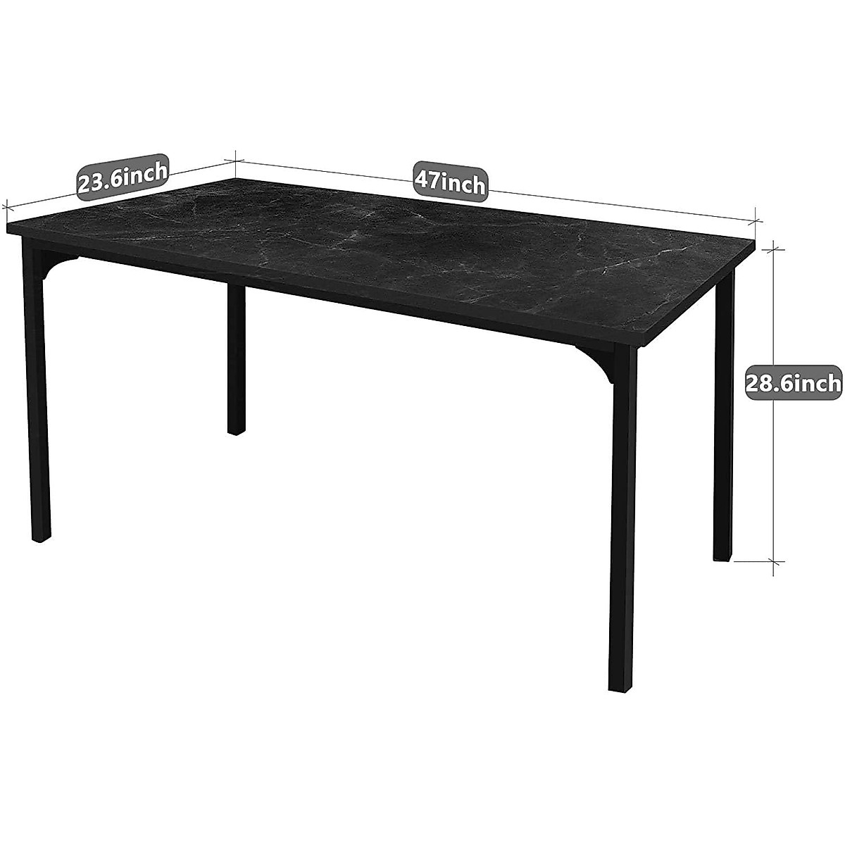 HealSmart Home Office Computer Desk, Modern Style Design with Headphone Hooks for Working, Writing and Gaming, Thickened 47 Inch, Black