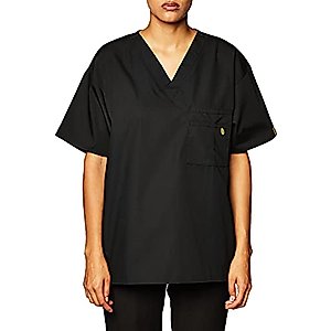 WonderWink Men's The Alpha Unisex V-Neck Scrub Top, Black, Medium