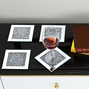 Glass Mirrored Coaster 4 Pack 4x4 inch, Crushed Diamond Cup Mat Decor on Tabletop for Restaurant Kitchen bar Dining Table