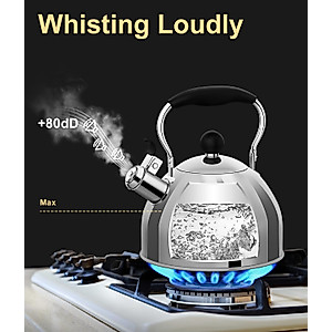 Whistling Tea Kettle for Stovetop, 2 Quart Small Tea Kettle for Tea and Coffee, 1.8L Food Grade Stainless Steel Tea Pot, Hot Water Kettle for Stove Top, Water Boilers (Stainless Steel)