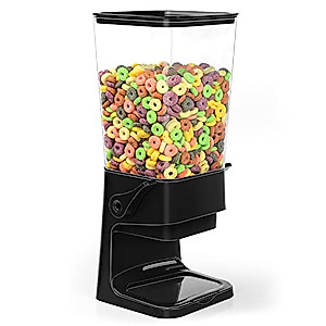 Mivvosakuki Double Cereal Dispenser Countertop Large Cereal Containers Storage Dispenser For Pantry Dry Food Dispenser Countertop Rice Candy Dispenser Machine For Snack,Nuts, Granola(Black,2PC)