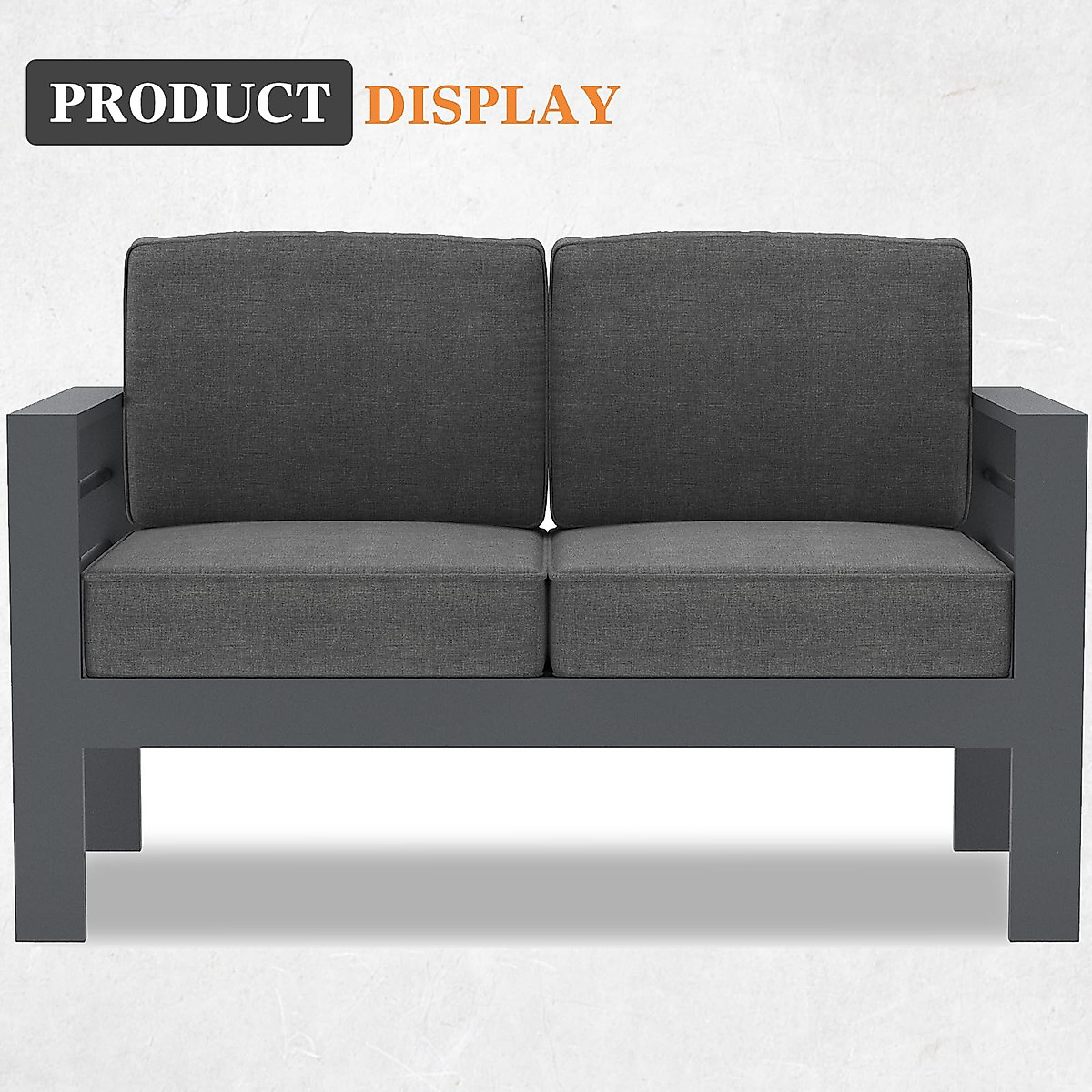 Vakollia Modern Aluminum Outdoor Patio Loveseat 2 seat Sofa with Olefin Cushions