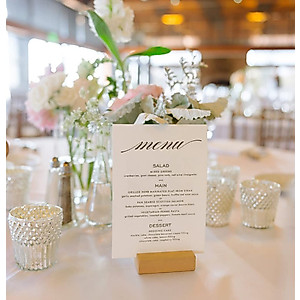 FACATH 12 Pieces Wood Place Card Holders, Wooden Postcard Holder, Signs Table Number Stands Rustic Acrylic Sign Stand for Wedding Party Menu Table Dinner Home Party Events Decoration