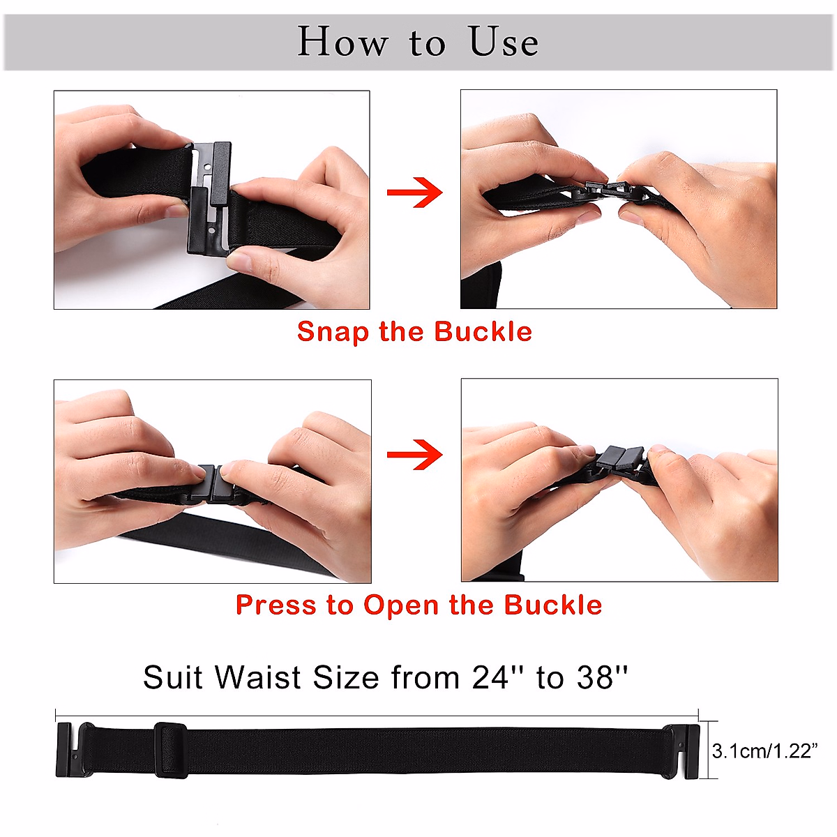 SUOSDEY Women Belt Stretch Elastic Invisible Belts for Women Beige with No Metal Buckle US Size:0-14