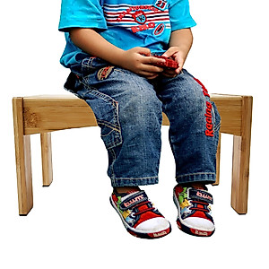 Mind Reader Kids' Step Stool, Height Booster for Kitchen, Bathroom, Closets, Slip Resistant, Brown, Bamboo