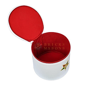 BRICKS MASONS OES Fez Case - White Machine Embroidery Patch