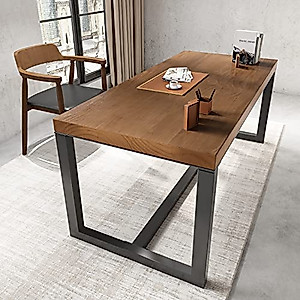 Sihtengxxhongs Solid Wood Computer Desk Modern Home Office Thick Desk 55 Inch Long Writing Table PC Workstation