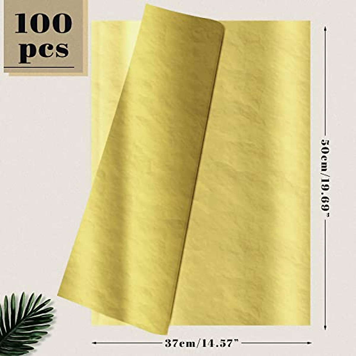 RYKOMO 100 Sheets 14.5 x 20 Inch Gold Metallic Tissue Paper, Bulk Gold Wrapping Paper Art Paper Crafts Metallic Gift Wrapping Tissue Paper for DIY Crafts Birthday Holiday Christmas Weddings Arts Decor