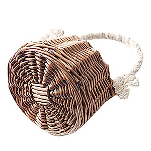Cabilock Flower Girl Baskets Wicker Woven Basket Willow Basket Picnic Basket Woven Eggs Candy Basket Flower Basket Cookie Gift Box Bags Rattan Woven Storage Bin for Easter Birthday