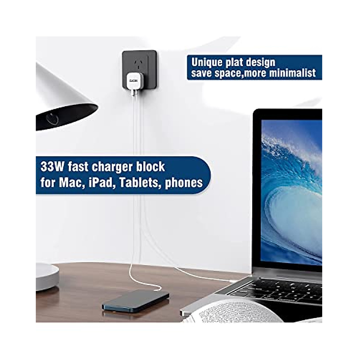 33W Super Fast Charger Block, PD PPS & QC 3.0 Charging Blocks for iPhone 14 13 12 Pro Max/Pro/Mini/Plus/iPad Pro/Air/Mini/MacBook, for Samsung S22/S21/S20/Ultra/Plus/Z Fold/Flip/Tab-White